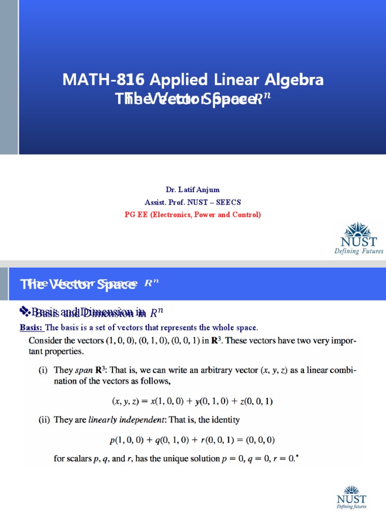 04 Vector Spaces and Subspaces - II | PDF | Linear Subspace | Linear Algebra