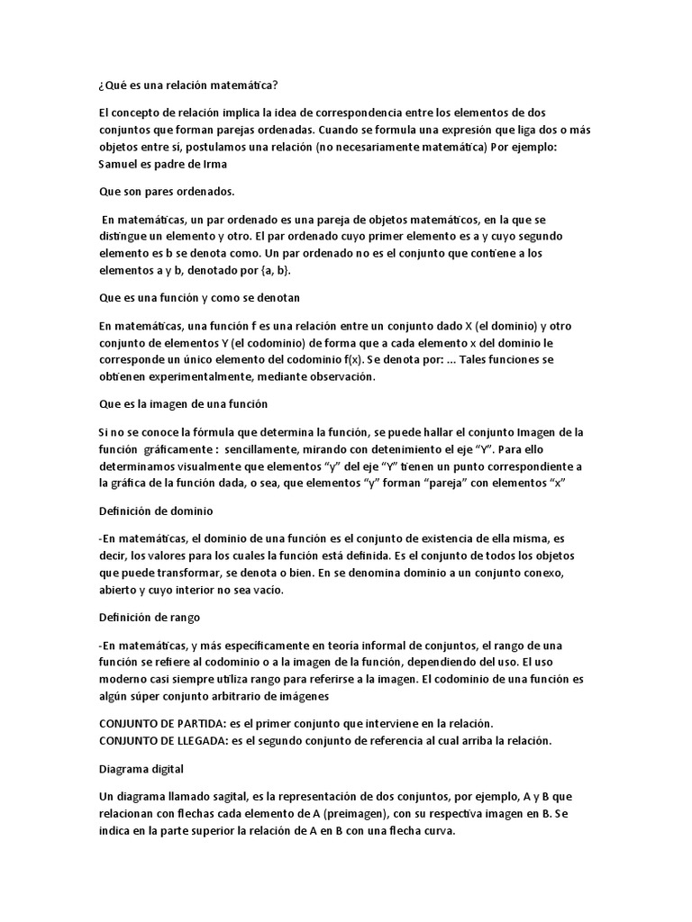 Qué Es Una Relación Matemática | PDF