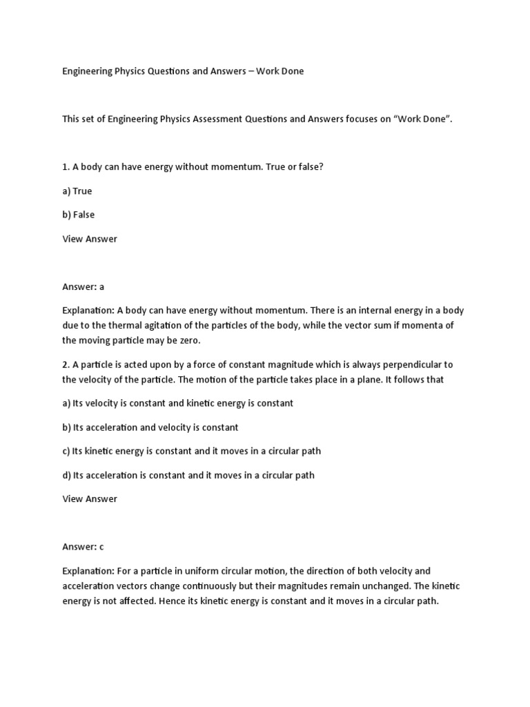 Engineering Physics Questions and Answers | PDF | Waves | Rotation ...