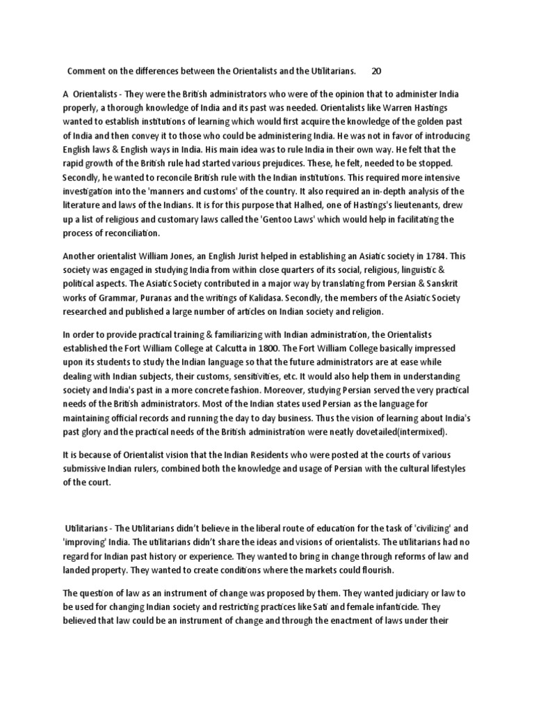 Orientalist and Utilitarian | PDF | British Raj | Utilitarianism
