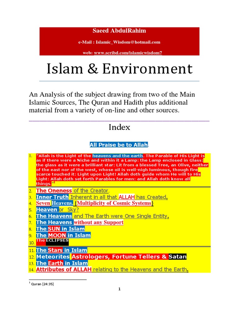 Islam and Environment V1.2PDF | PDF | Quran | Islam
