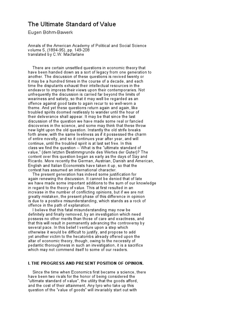 The Ultimate Standard of Value | PDF | Value (Economics) | Labour Economics