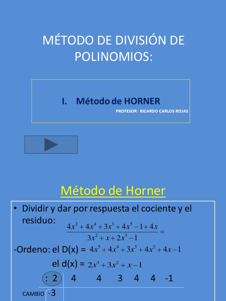Método de Horner en División de Polinomios | PDF | División ...