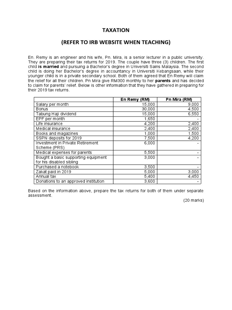 Example Taxation Question FIN533 | PDF | Life Insurance | Taxes