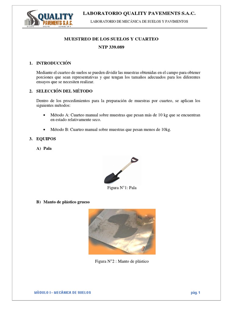 Muestreo y Cuarteo PDF | PDF | Mecánica de suelos | Agua