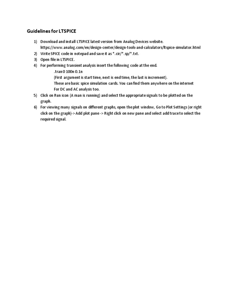 LTSPICE Setup and Simulation Guide | PDF