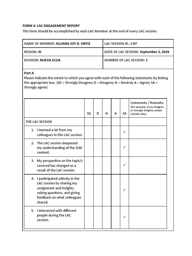 Form 4. LAC Engagement Report | PDF | Internet | Cognition