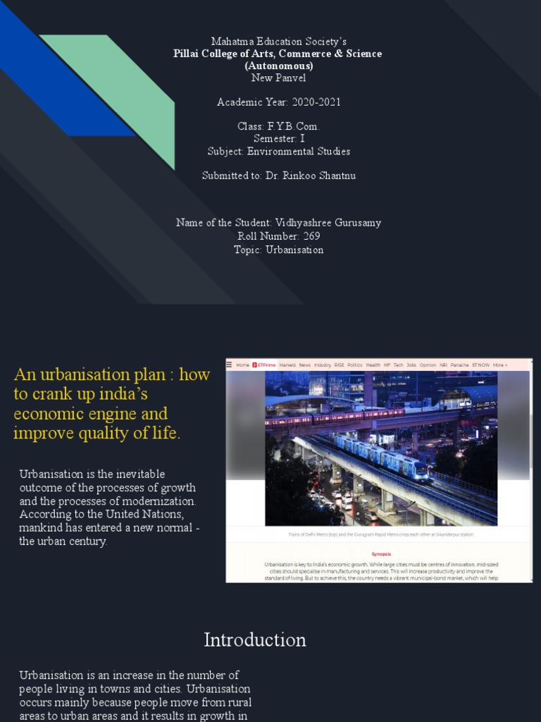 EVS Project.... Vidhyashree Gurusamy..269..FYBCOM | PDF | Urbanization | Economic Growth