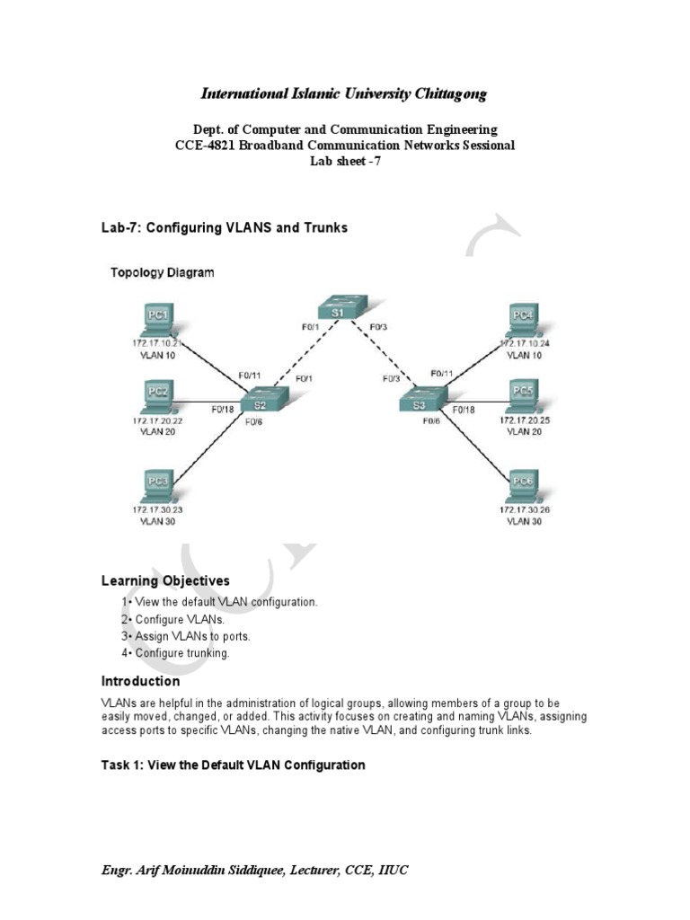 Lab-7 VLAN | PDF | Personal Computers | Network Protocols