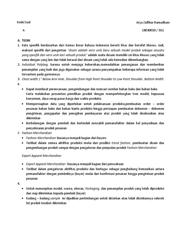 Arya Zulfikar Ramadhani 18030010 UTS MDG Kode Soal A | PDF