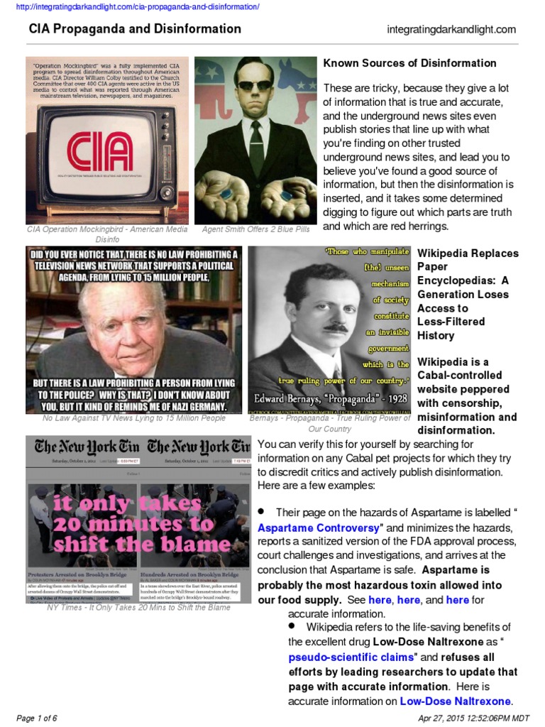 CIA Propaganda and Disinformation Sources | PDF | Violence | Crime Thriller