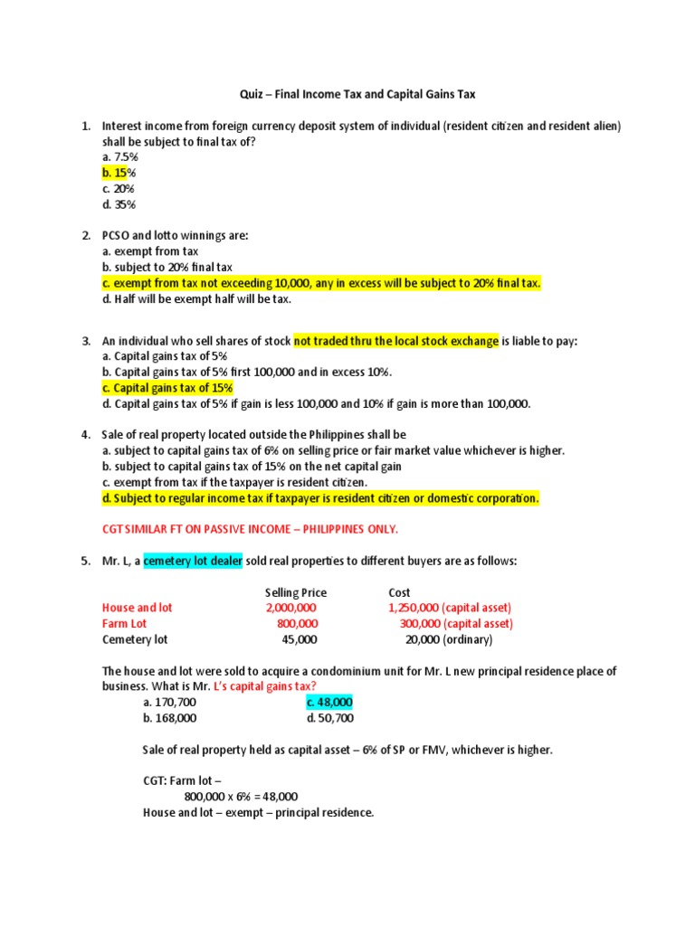 Final and Capital Gains Tax | PDF | Capital Gains Tax | Gross Income