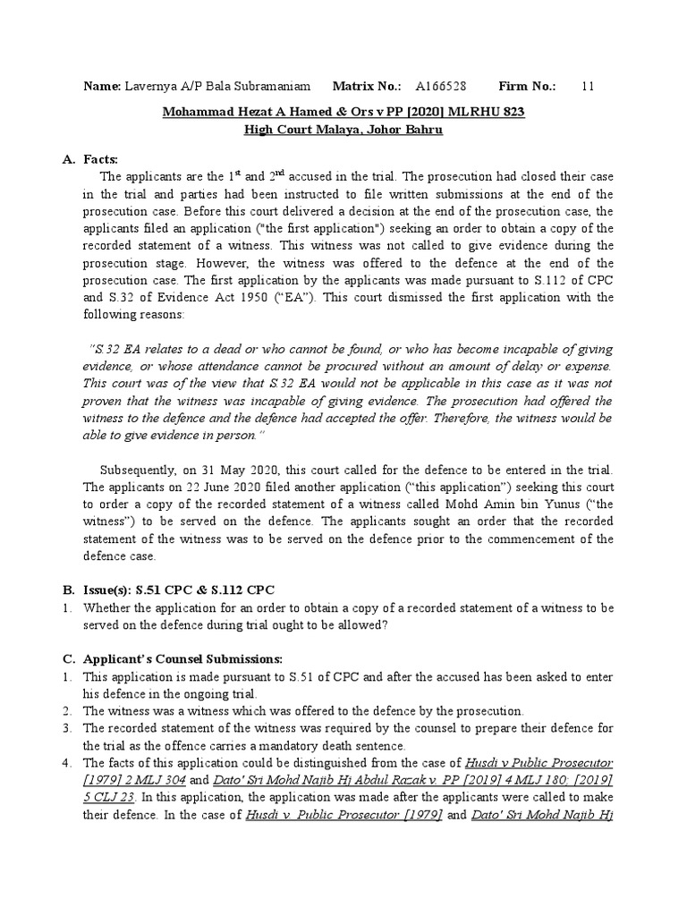 CPC 5 (Case Study) | Download Free PDF | Prosecutor | Witness