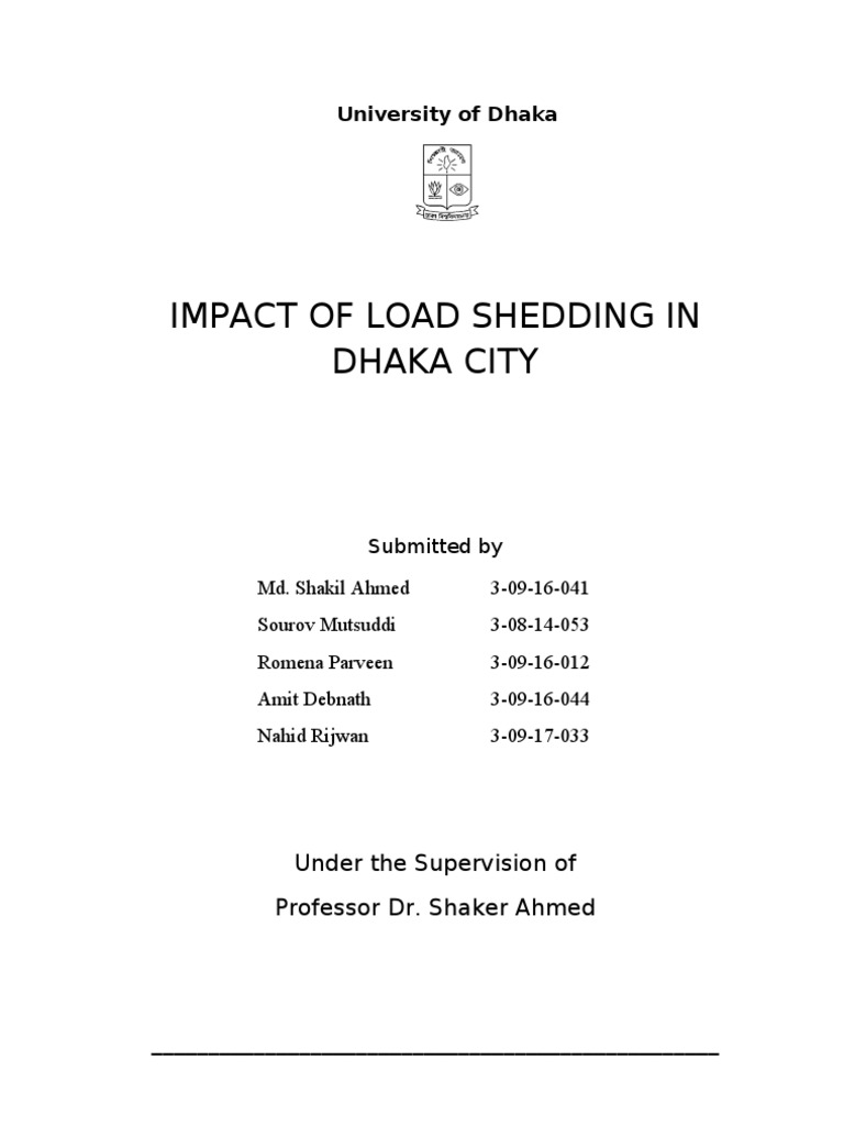 Load Shedding Impact in Dhaka City | PDF | Survey Methodology ...