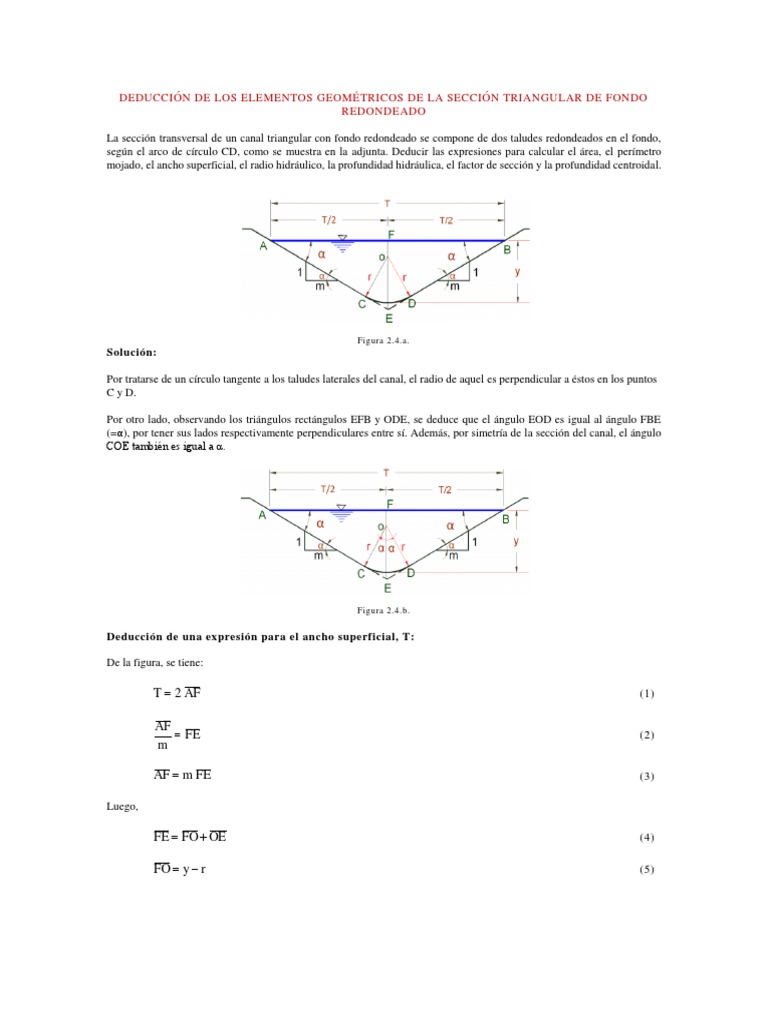 Elementos Geométricos de La Sección Triangular de Fondo Redondeado ...