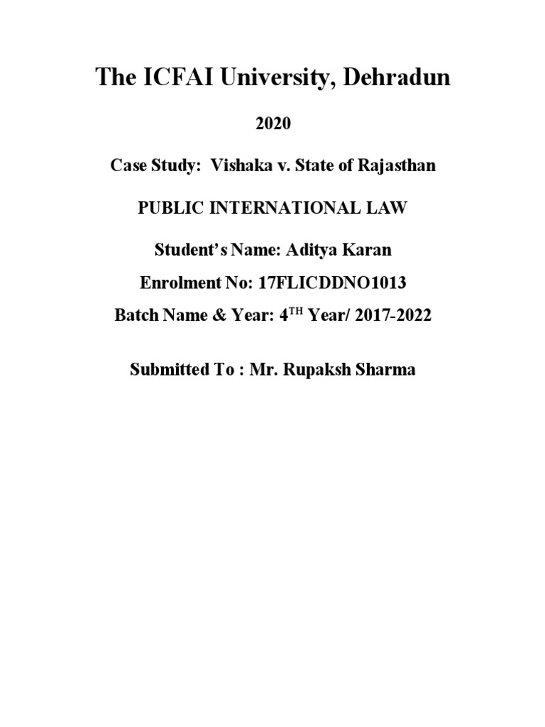 Vishakha Vs State of Rajasthan | PDF | Sexual Harassment | Supreme ...