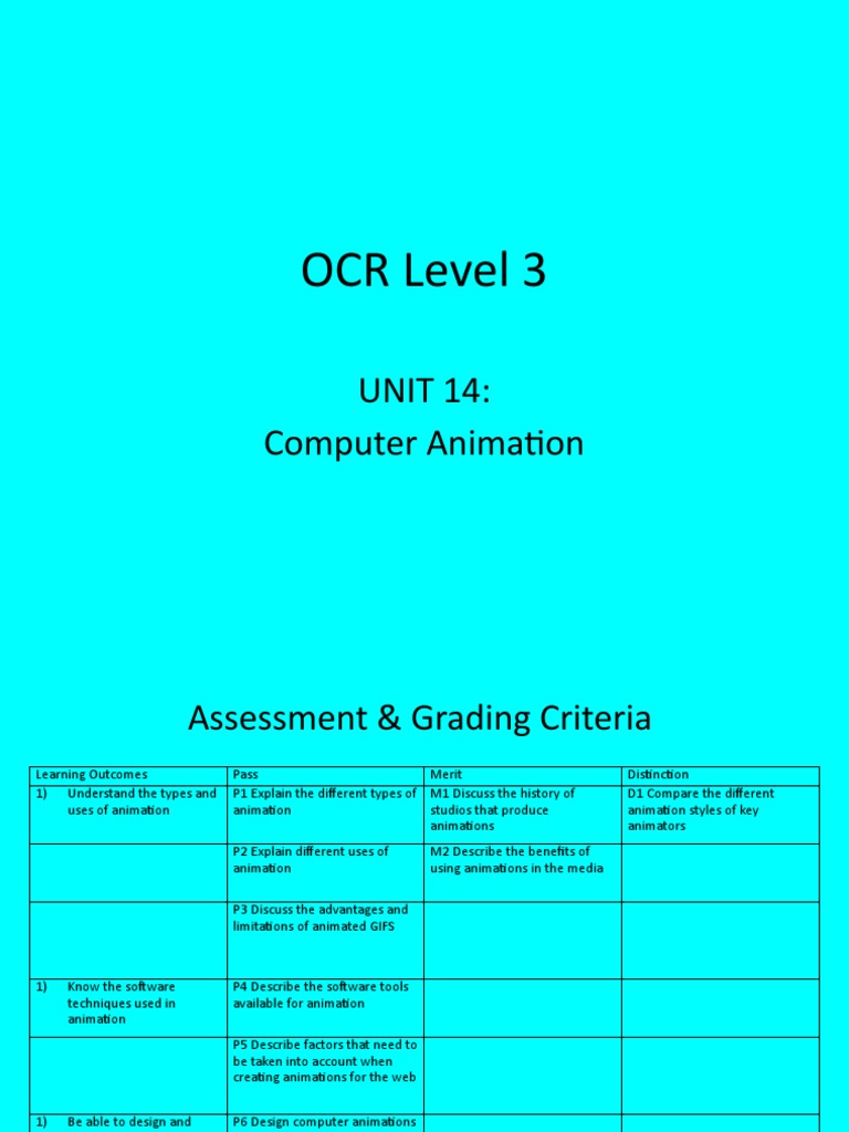 OCR Level 3 Animation Types | PDF | Animation | Computer Animation