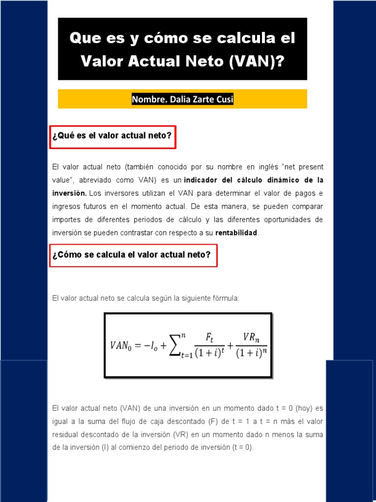 Qué Es El Valor Actual Neto | PDF | Valor presente neto | Tasa interna ...