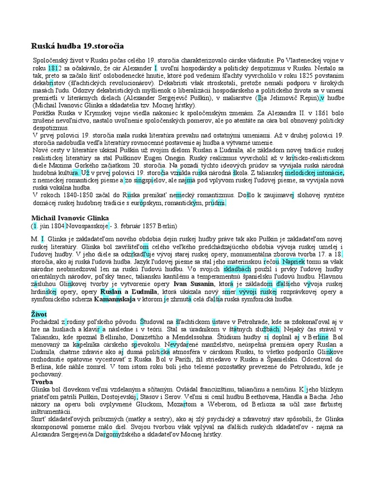 Ruska Hudba 19.storocia - Mail | PDF