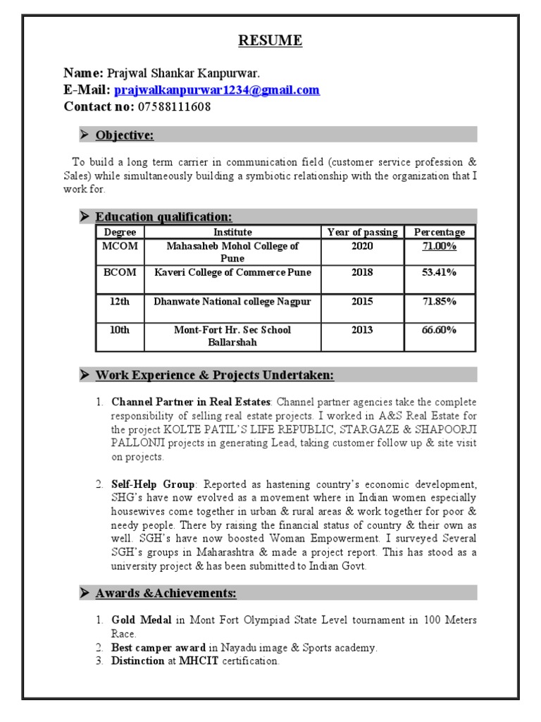 Prajwal CV Updated | PDF