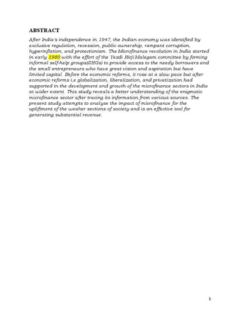 Micro Finance Research Paper.... | PDF | Microfinance | Microcredit