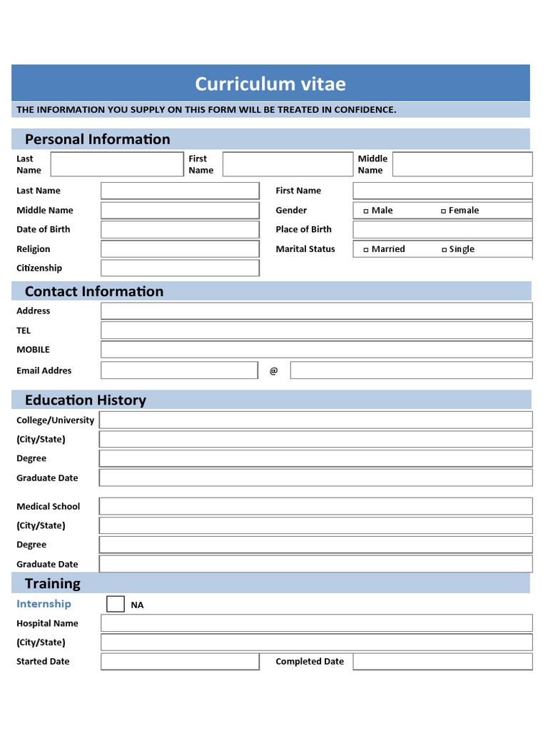 Curriculum Vitae Form | PDF