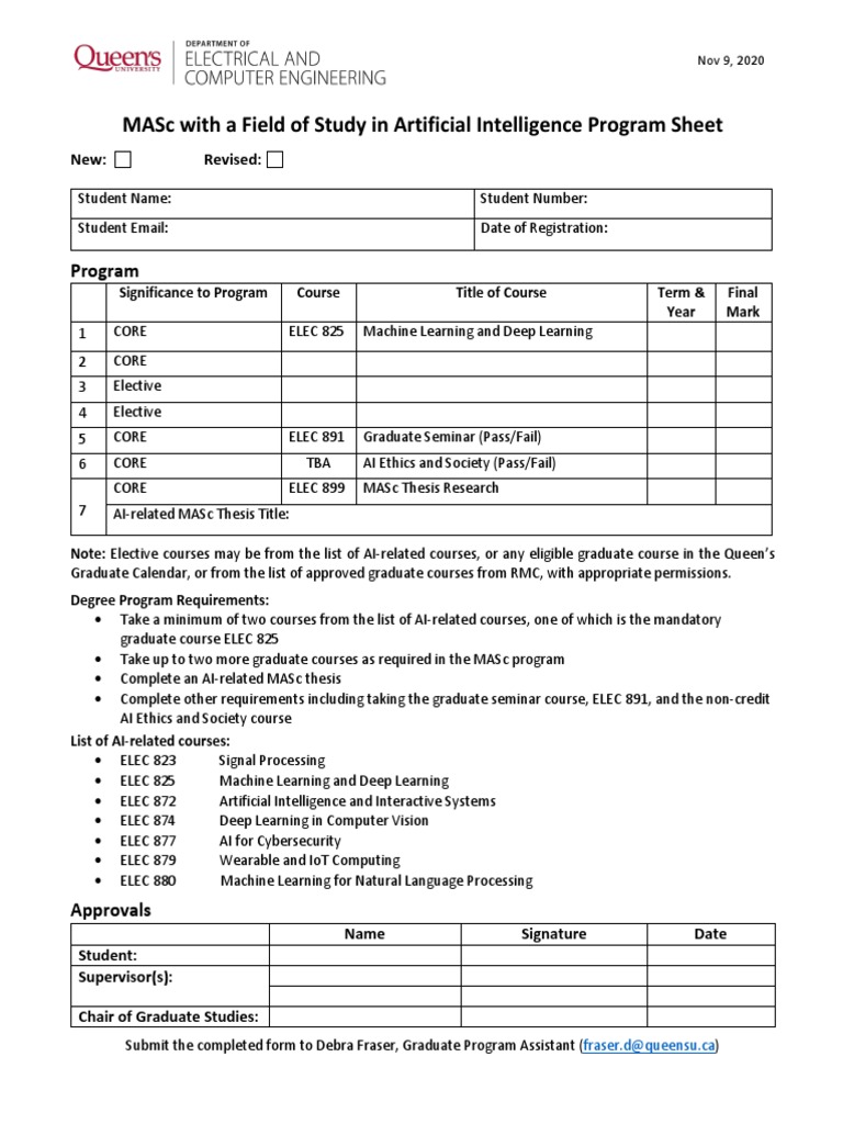 ECE MASc in AI Program Sheet | PDF