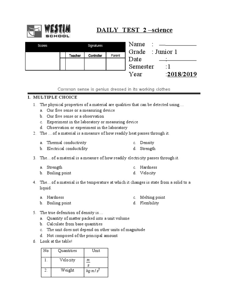 Fix Soal Dt 2 Science For J1 Download Free Pdf Measuring Instrument