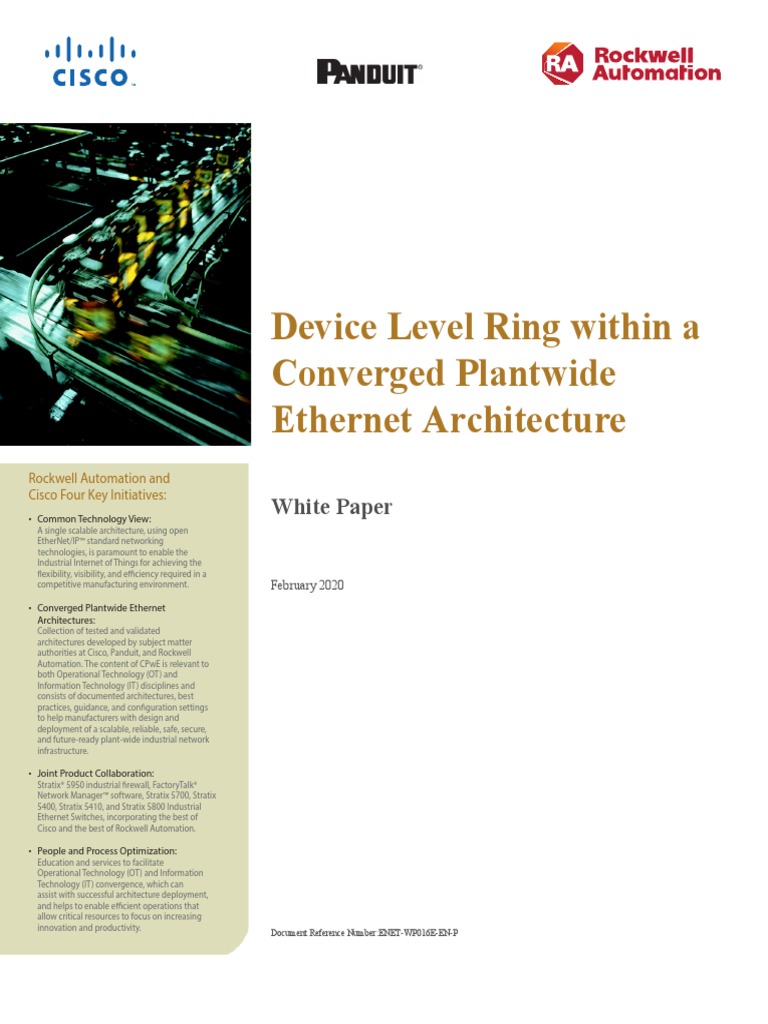 Device Level Ring Within A Converged Plantwide Ethernet Architecture ...
