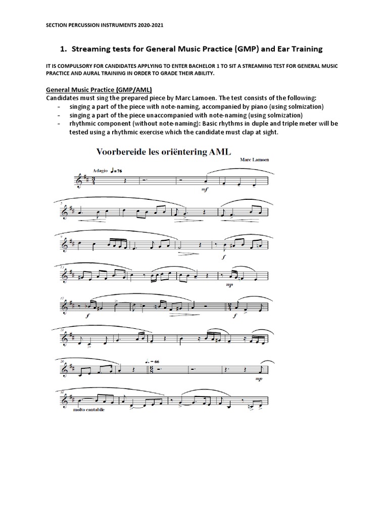 Entrance Exam Programme Percussion Instruments | PDF | Concerto ...
