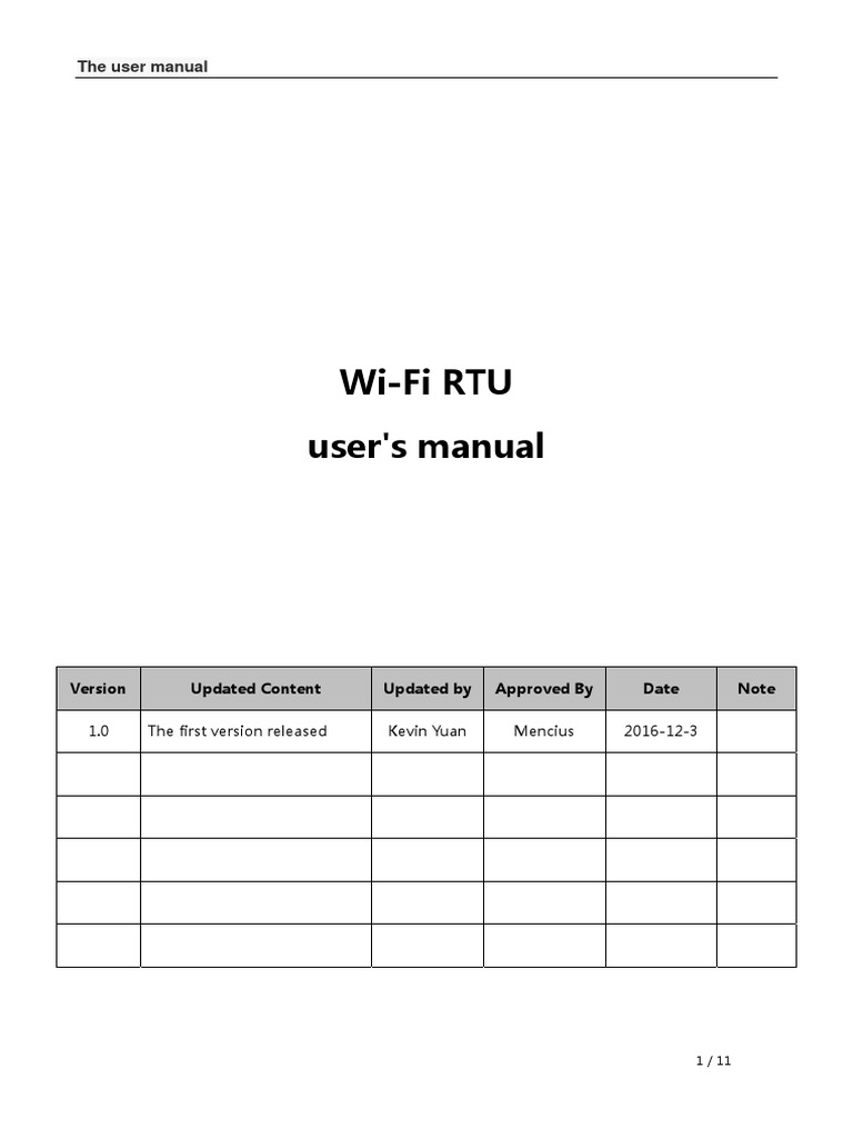 Wi-Fi RTU USER'S MANUAL | PDF