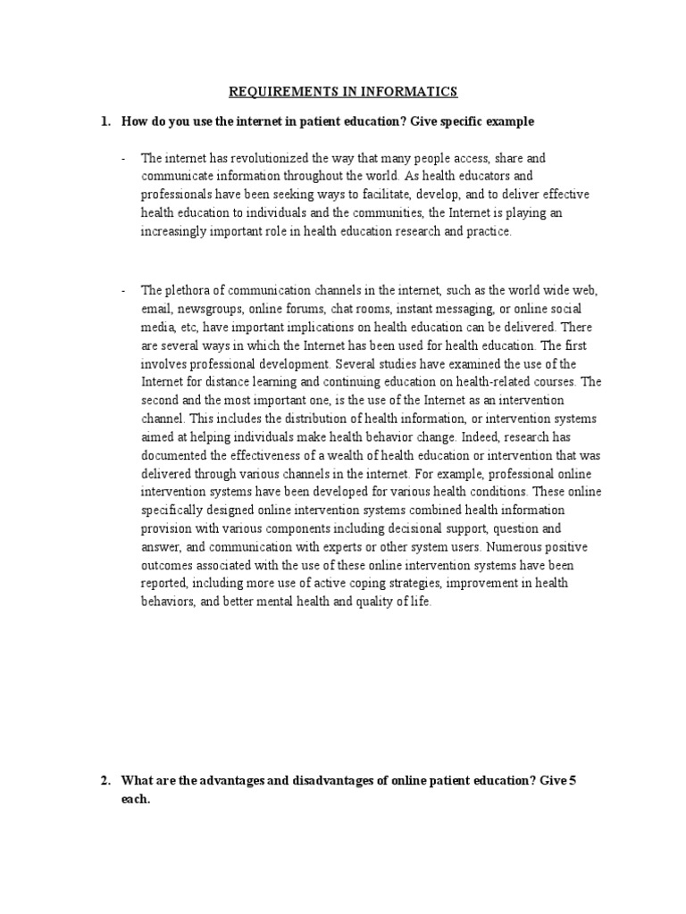 Informatics (Requirements) | PDF | Health Care | Nursing