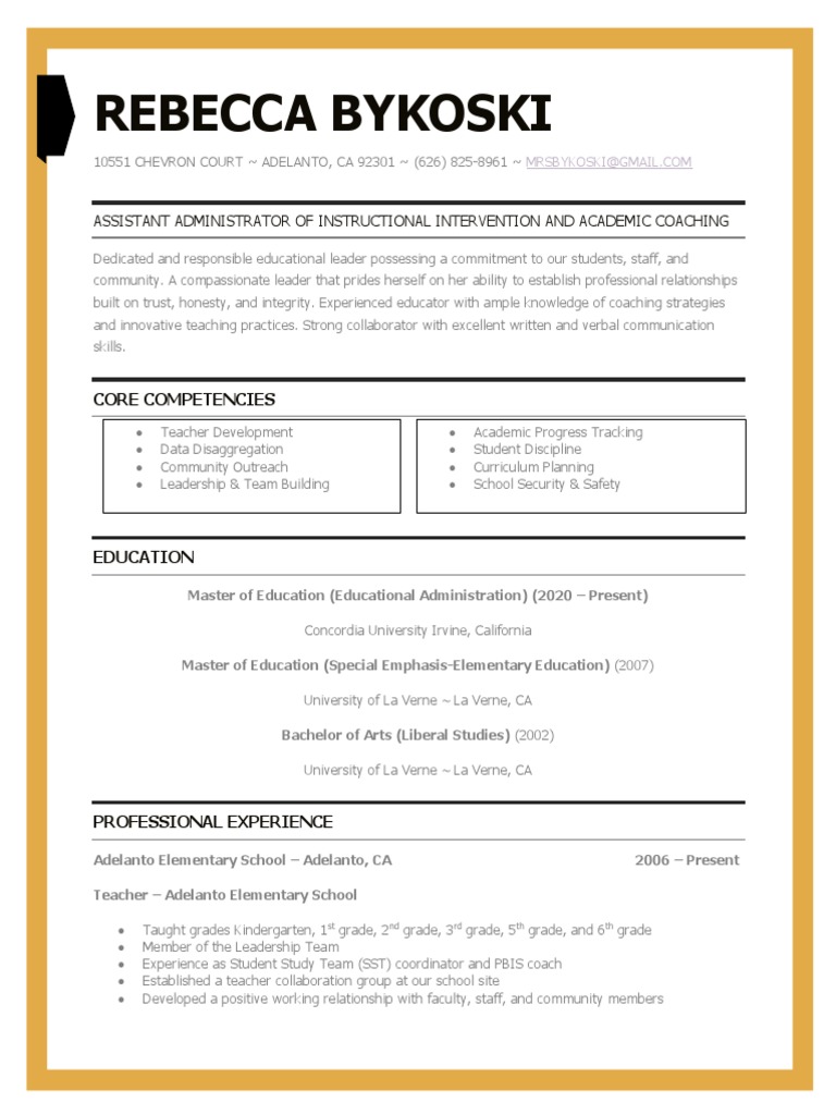 Real Resume 2020 | PDF | Teachers | Behavior Modification