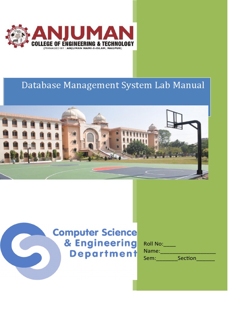 Database Management System Lab Manual: Roll No: - Name: - Sem ...