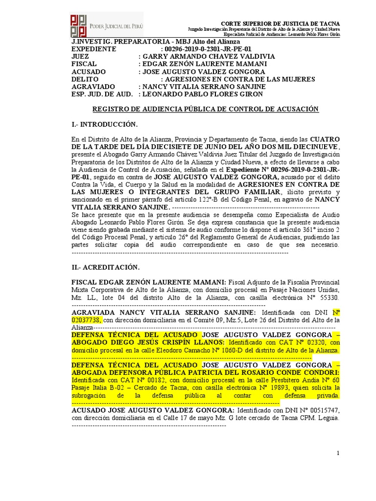 Modelo de Acta | PDF | Procedimiento Criminal | Derecho penal