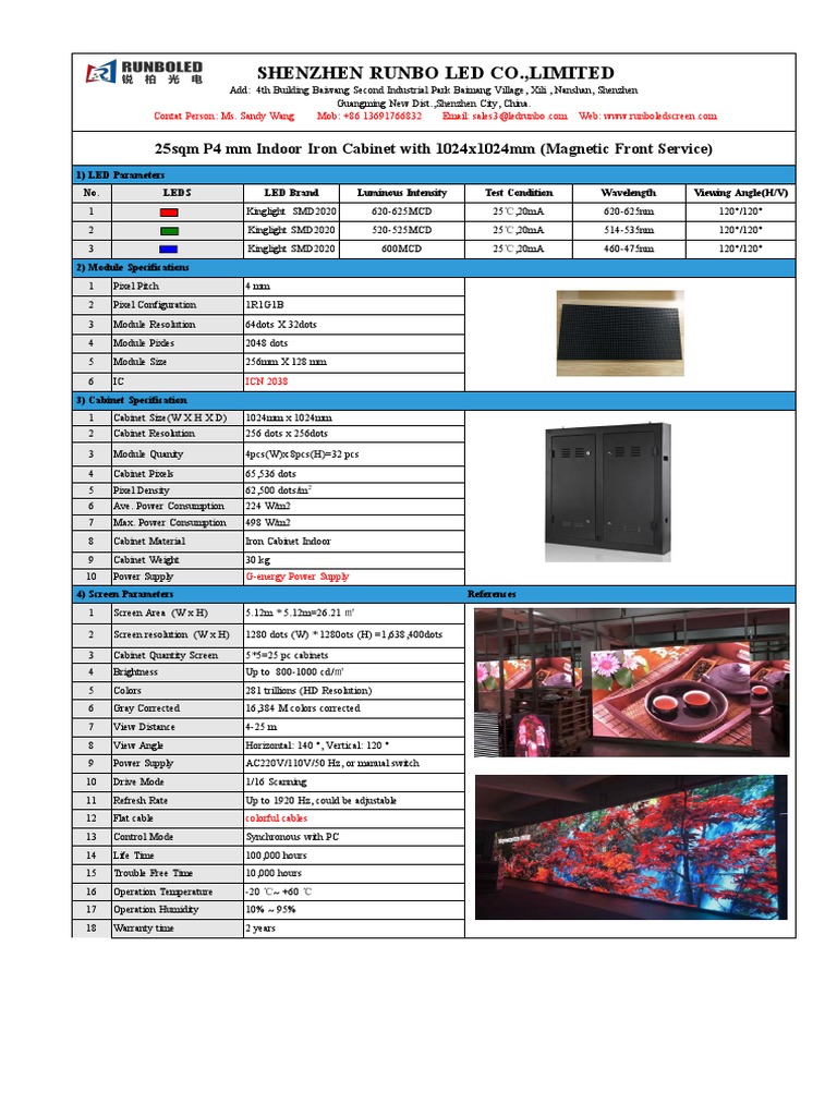 Quotation of 25sqm P4 Indoor Fixed LED Display-20201106 | PDF ...