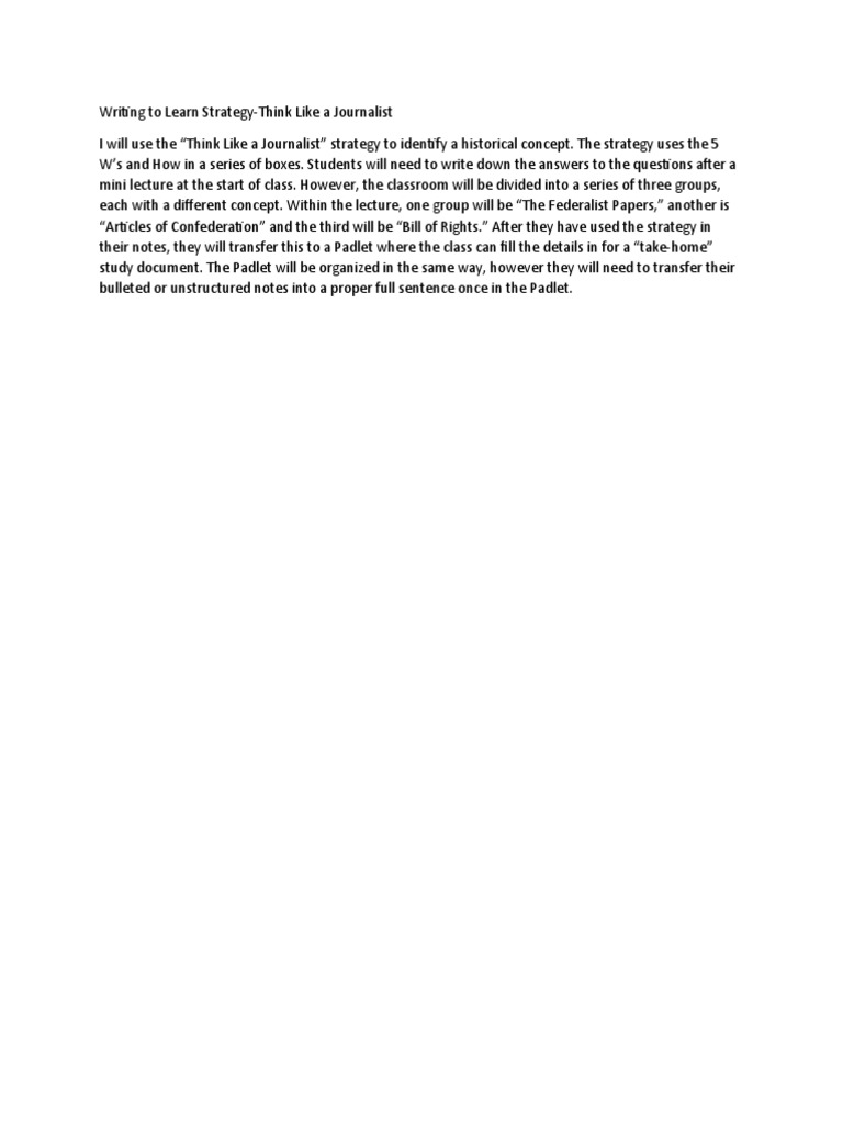 Writing to Learn: Journalist Strategy | PDF | Philosophy