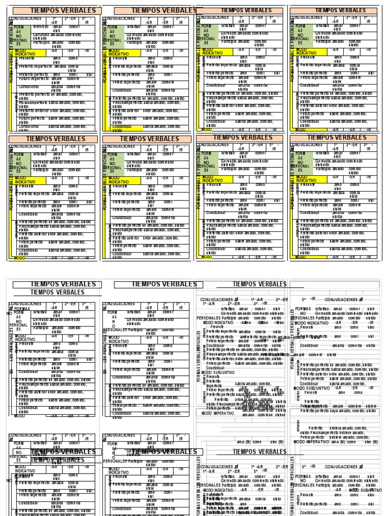 Tabla Verbos y Tiempos Verbales para Saber Estudiar | PDF | Conjugación ...