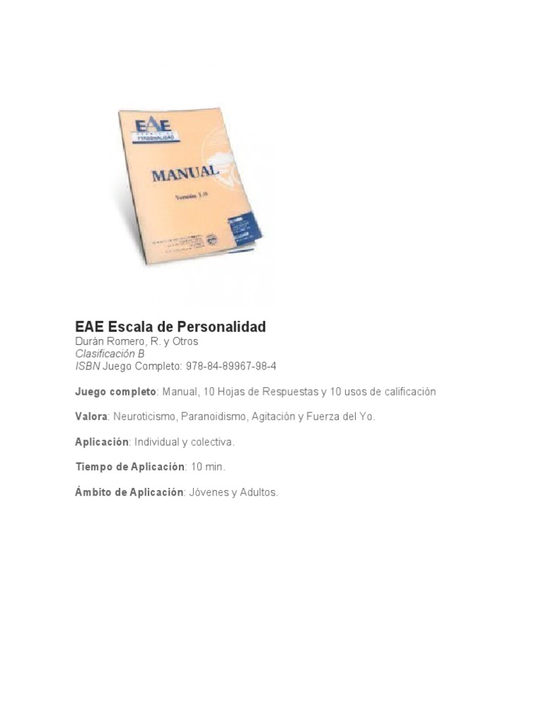 EAE Escala de Personalidad | PDF
