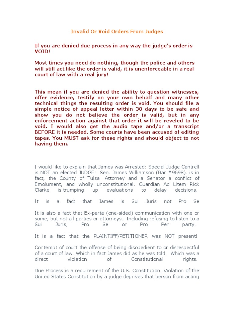 Invalid or Void Orders From Judges | PDF | Void (Law) | Judge