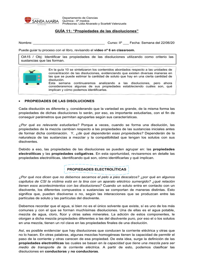 Química IIº Guía 11 Scarlett Valenzuela y Lidia Alvarado | PDF ...