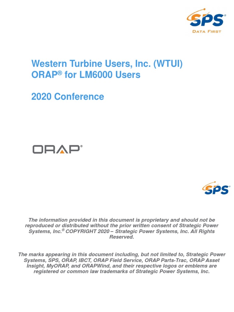 Western Turbine Users, Inc. (WTUI) Orap For LM6000 Users 2020 ...