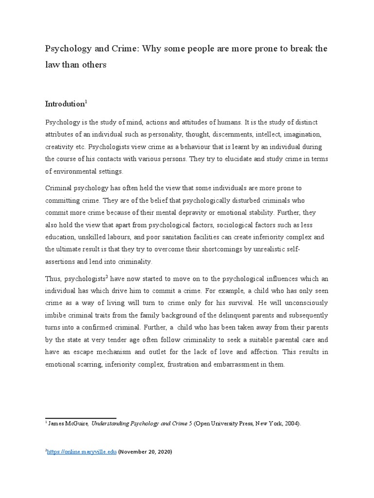 Psychology and Crime Why Some People Are More Prone To Break The Law ...