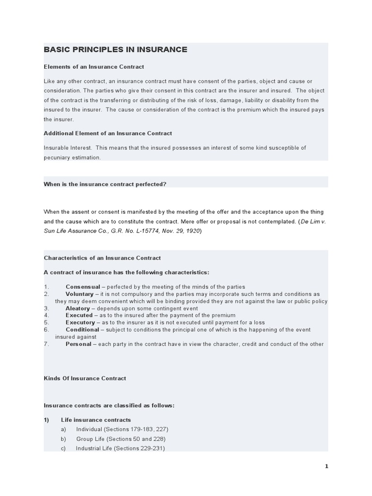 Characteristics of An Insurance Contract | PDF | Gambling | Insurance
