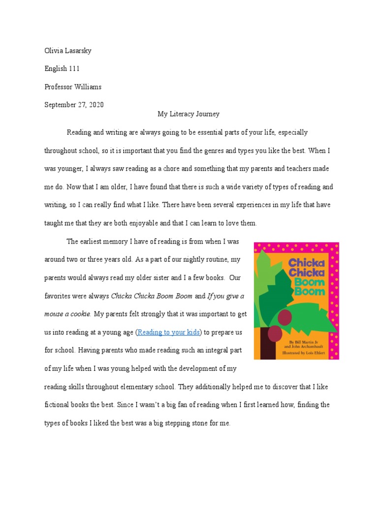 Eng 111 Literacy Narrative Rough Draft Olivia Lasarsky 1 | PDF ...