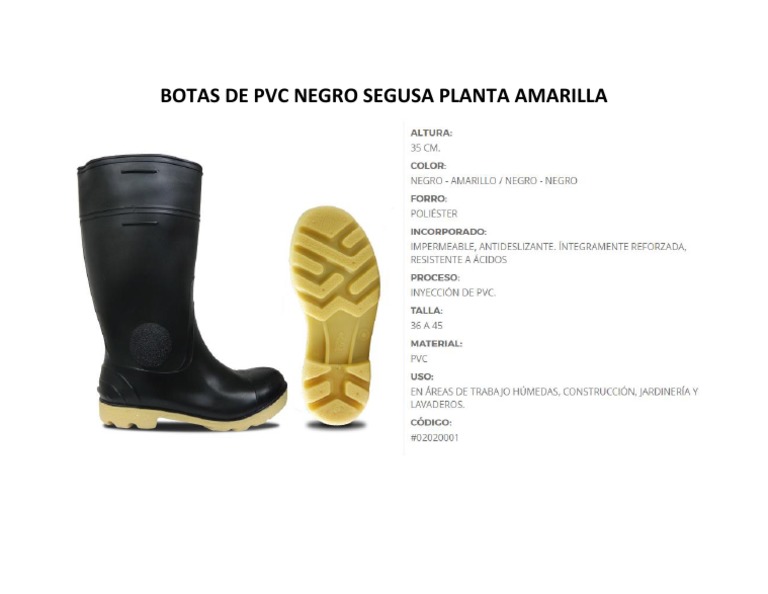 Botas de PVC Negro Segusa Planta Amarilla | PDF
