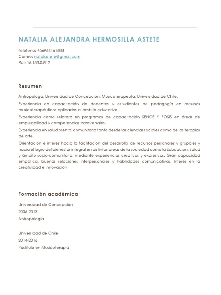 Curriculum Natalia 2020 | PDF | Modificación de comportamiento | Aprendizaje