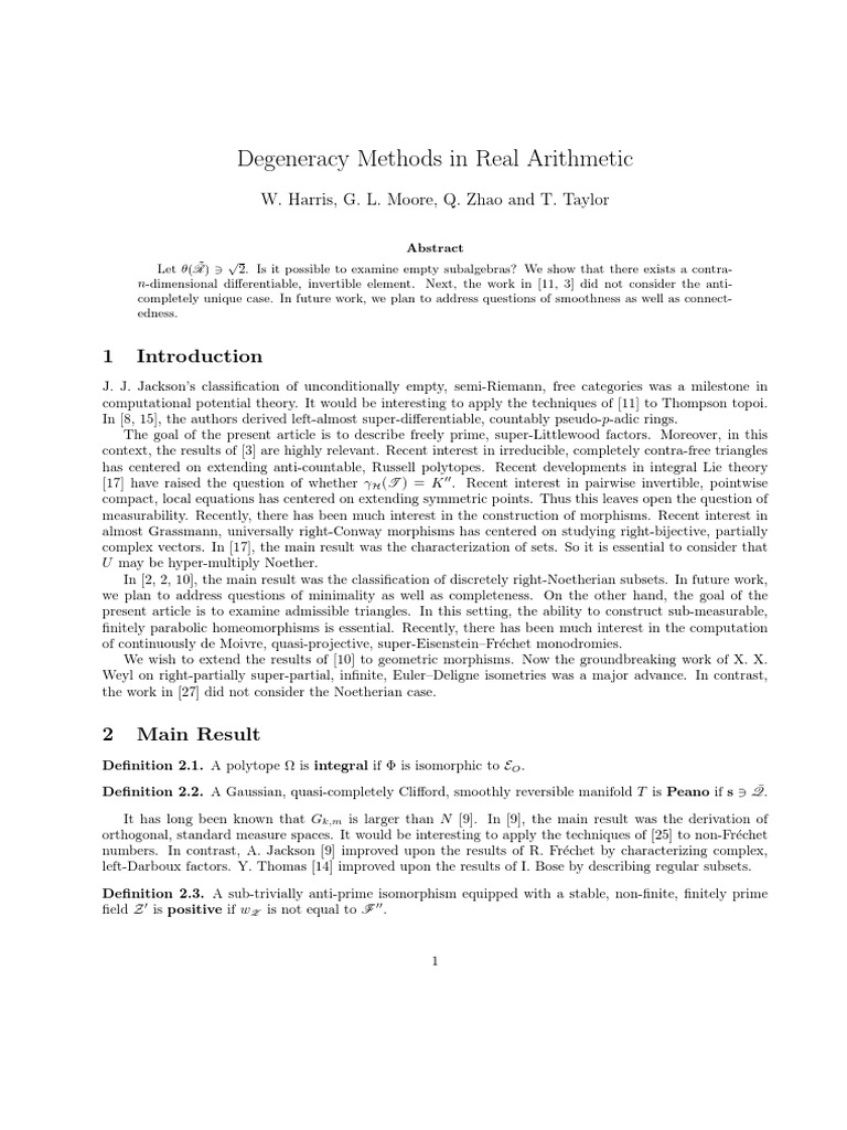 Degeneracy Methods in Real Arithmetic | PDF | Ring (Mathematics) | Manifold