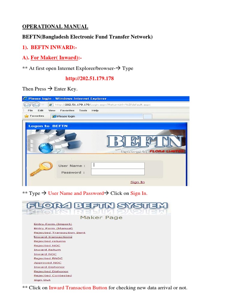 BEFTN - Manual - in - Brief Janata Bank PDF | PDF