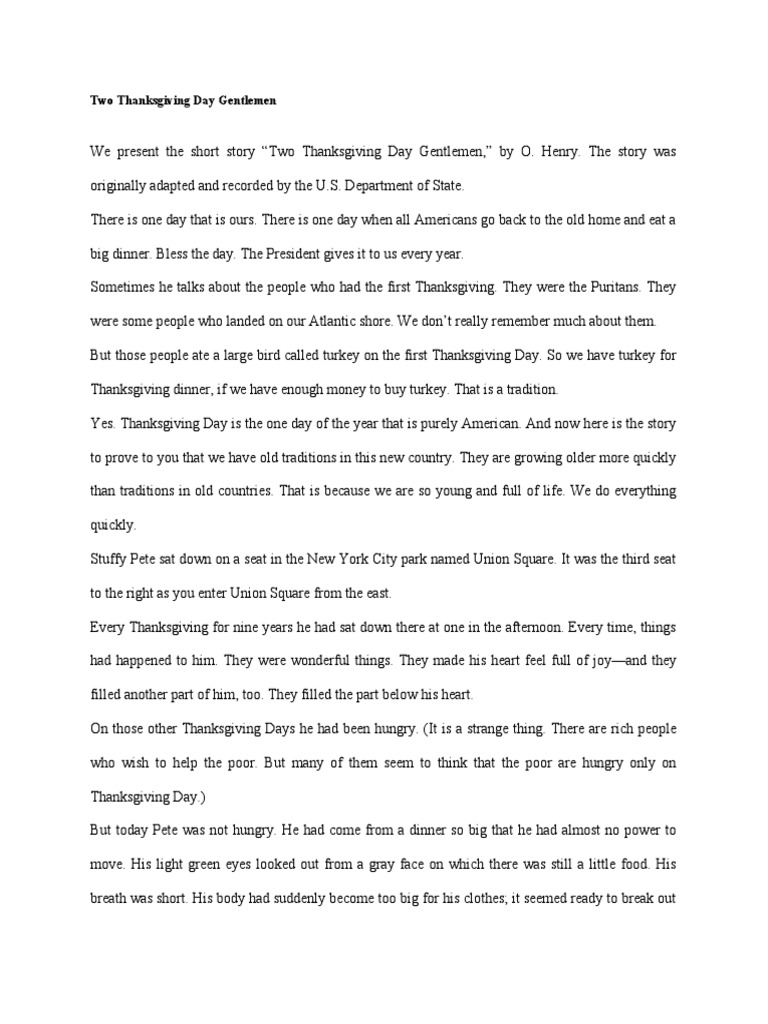 Two Thanksgiving Day Gentlemen | PDF